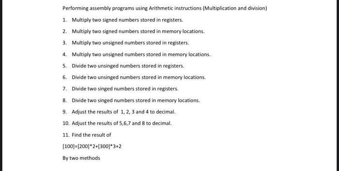 Solved Performing assembly programs using Arithmetic | Chegg.com