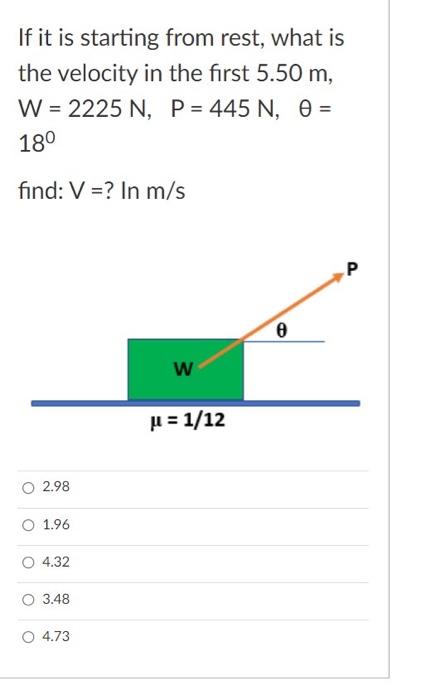 Solved If it is starting from rest, what is the velocity in | Chegg.com