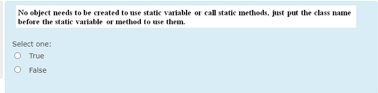 Solved No object needs to be created to use static variable | Chegg.com