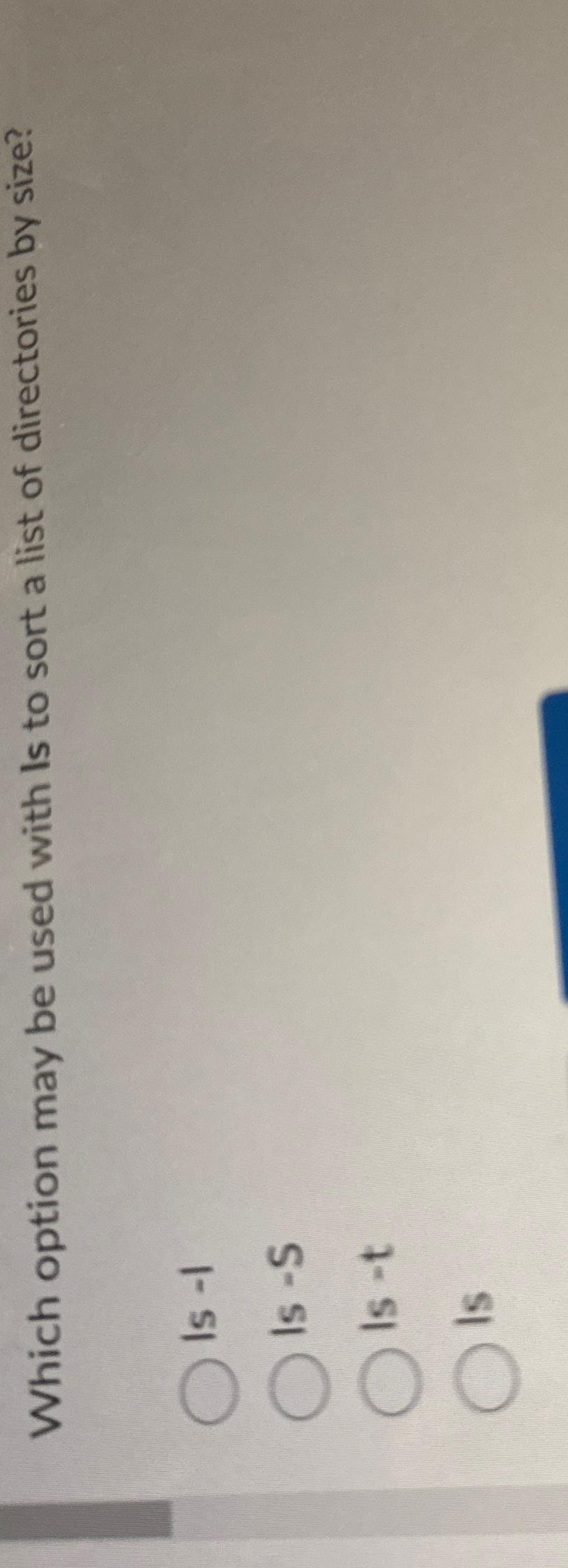 Solved Which option may be used with Is to sort a list of | Chegg.com