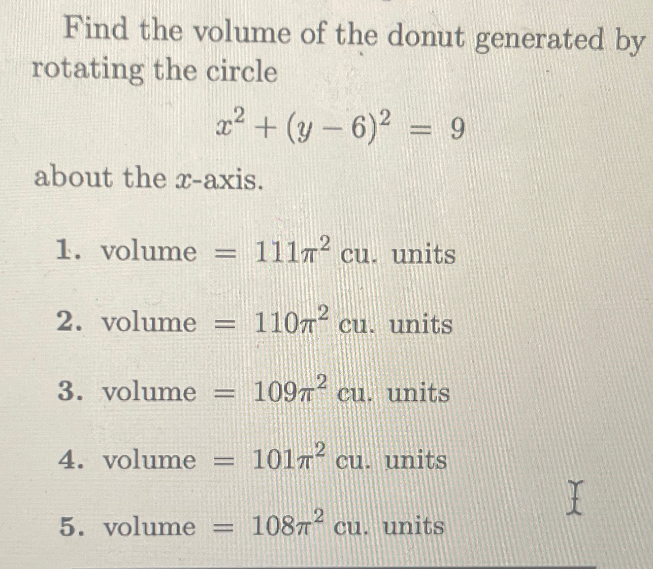 Solved Find the volume of the donut generated by rotating | Chegg.com