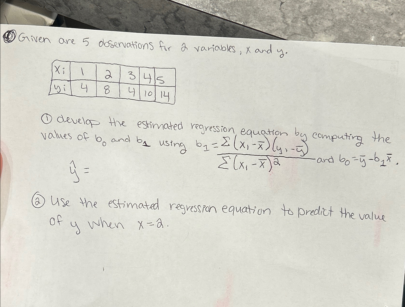 (10) ﻿Given are 5 ﻿observations for 2 ﻿variables, x | Chegg.com