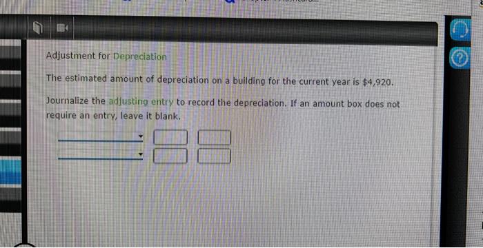 Solved Adjustment for Depreciation The estimated amount of | Chegg.com