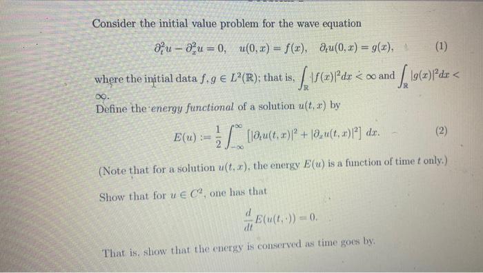 Solved Consider the initial value problem for the wave | Chegg.com
