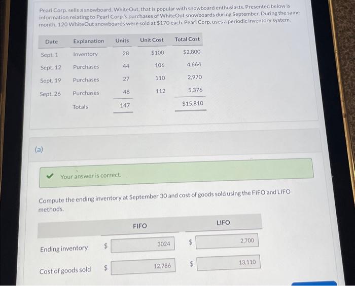 For both FIFO and LIFO, calculate the sum of ending | Chegg.com