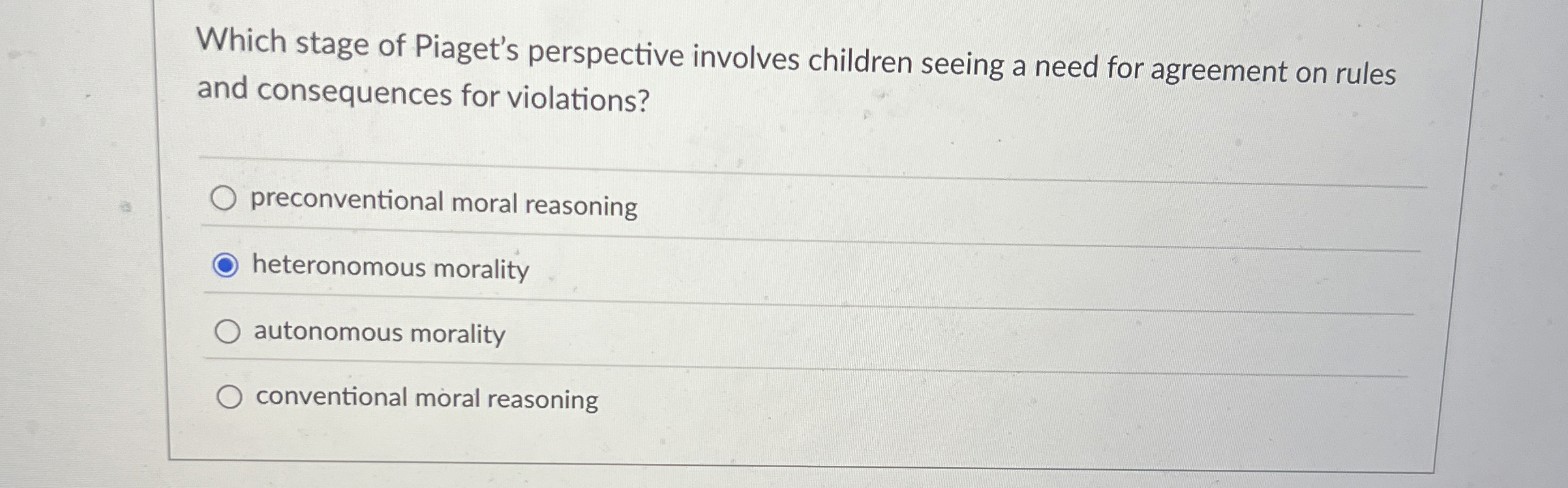 Solved Which stage of Piaget's perspective involves children | Chegg.com
