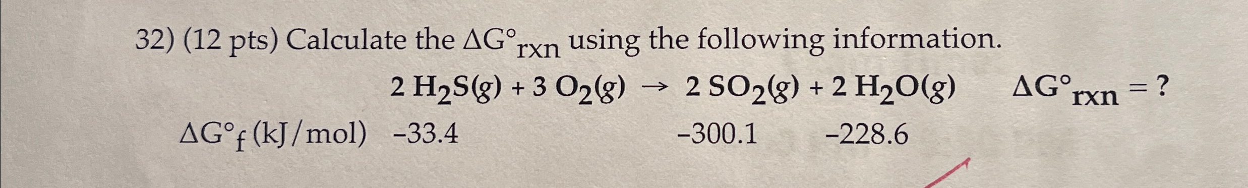 Solved (12 ﻿pts) ﻿Calculate the ΔG° ﻿rxn using the following | Chegg.com