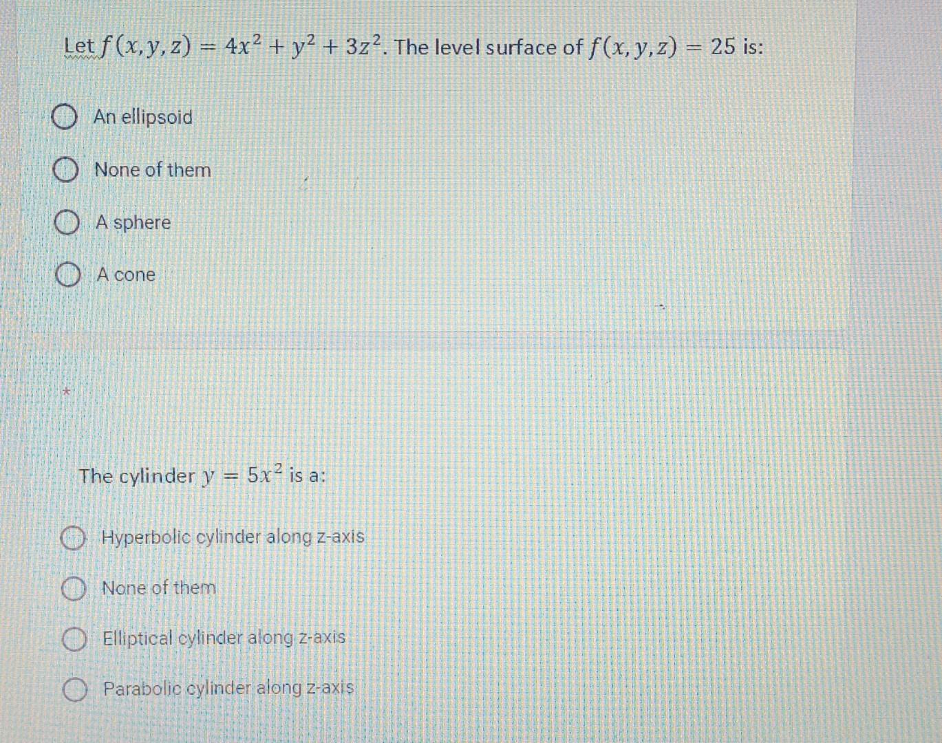 Solved Let f(x,y,z)=4x2+y2+3z2. The level surface of | Chegg.com