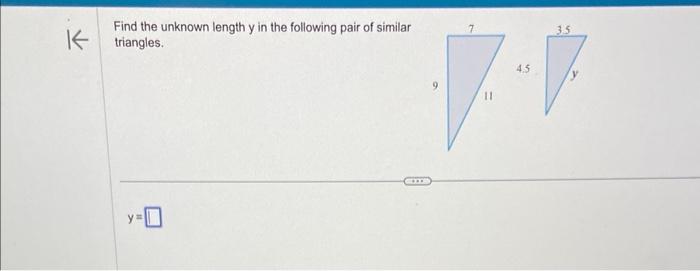Solved find the unknown length y in the following pair of | Chegg.com