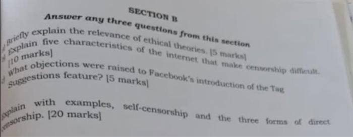 Solved Section B Answer Any Three Questions From This