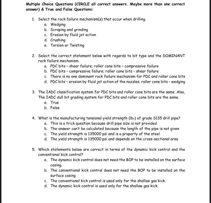 Solved Multiple Choice Questions (CIRCLE all correct | Chegg.com