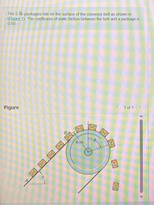 Solved The 5-lb packages ride on the surface of the conveyor | Chegg.com