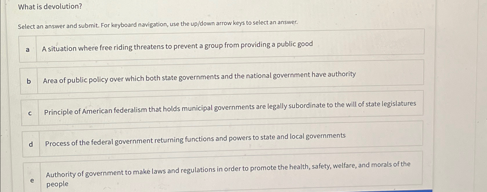 Solved What is devolution?Select an answer and submit. For | Chegg.com