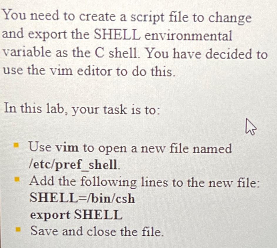 Solved You need to create a script file to change and export | Chegg.com