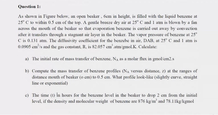 Solved Question 1: As shown in Figure below, an open beaker | Chegg.com