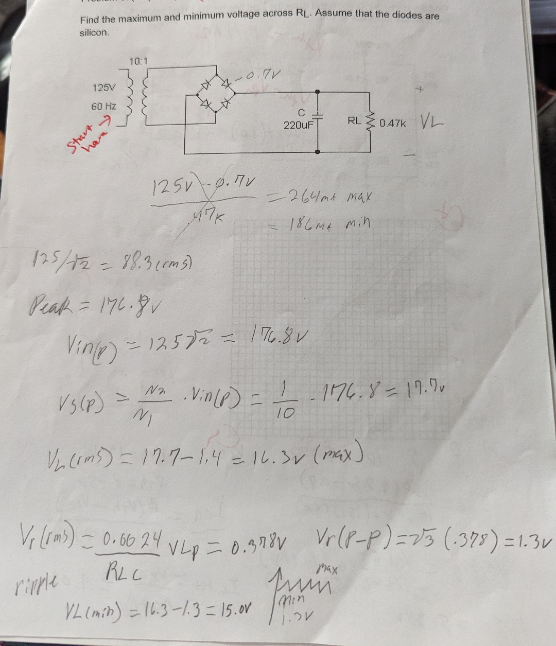 Solved Find the maximum and minimum voltage across RL. | Chegg.com