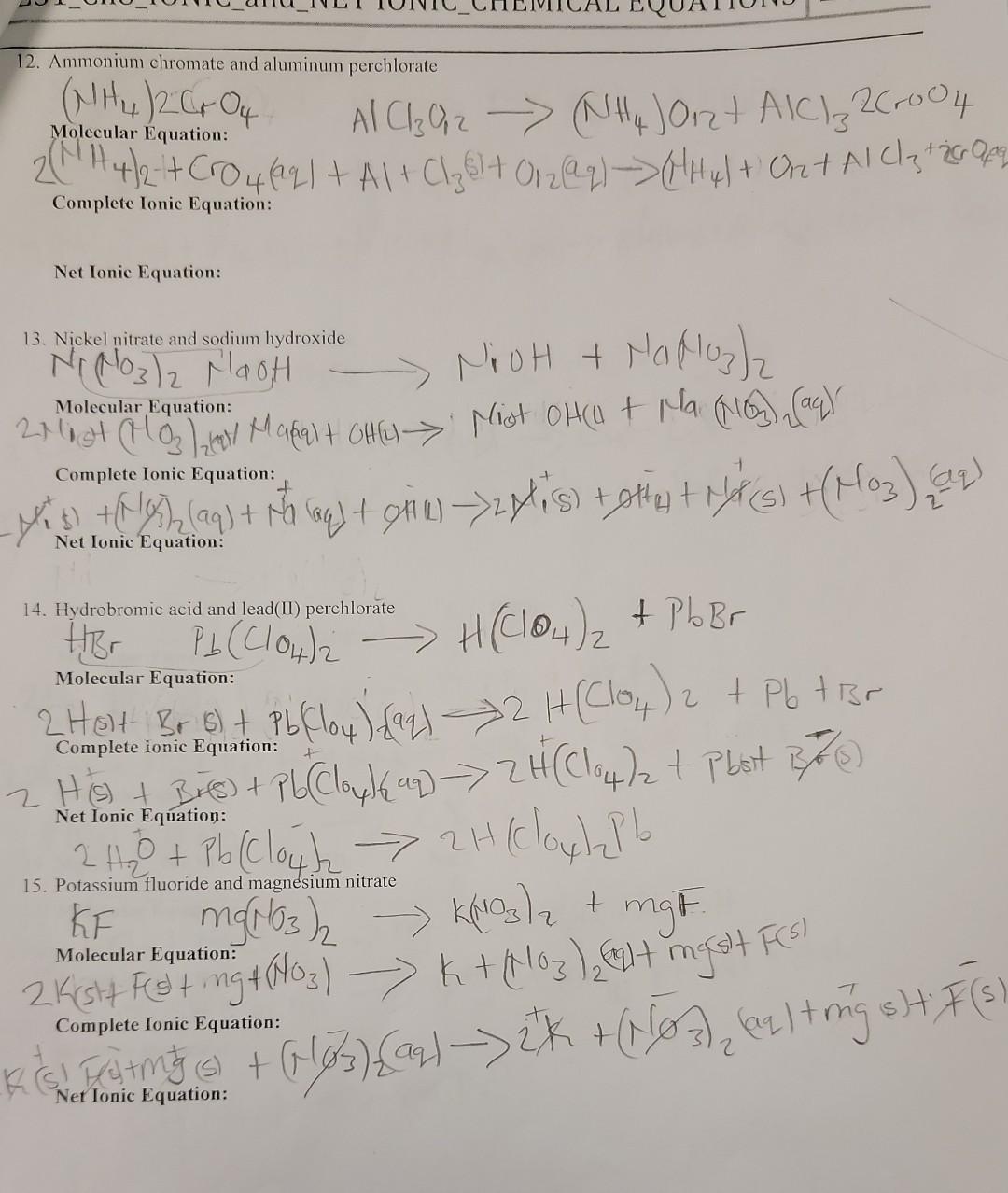 Solved 12. Ammonium chromate and aluminum perchlorate (NH 4 | Chegg.com
