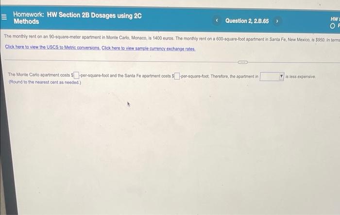 Solved Homework: HW Section 2B Dosages using 2C Methods | Chegg.com