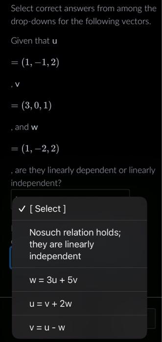 Solved Select correct answers from among the drop-downs for | Chegg.com