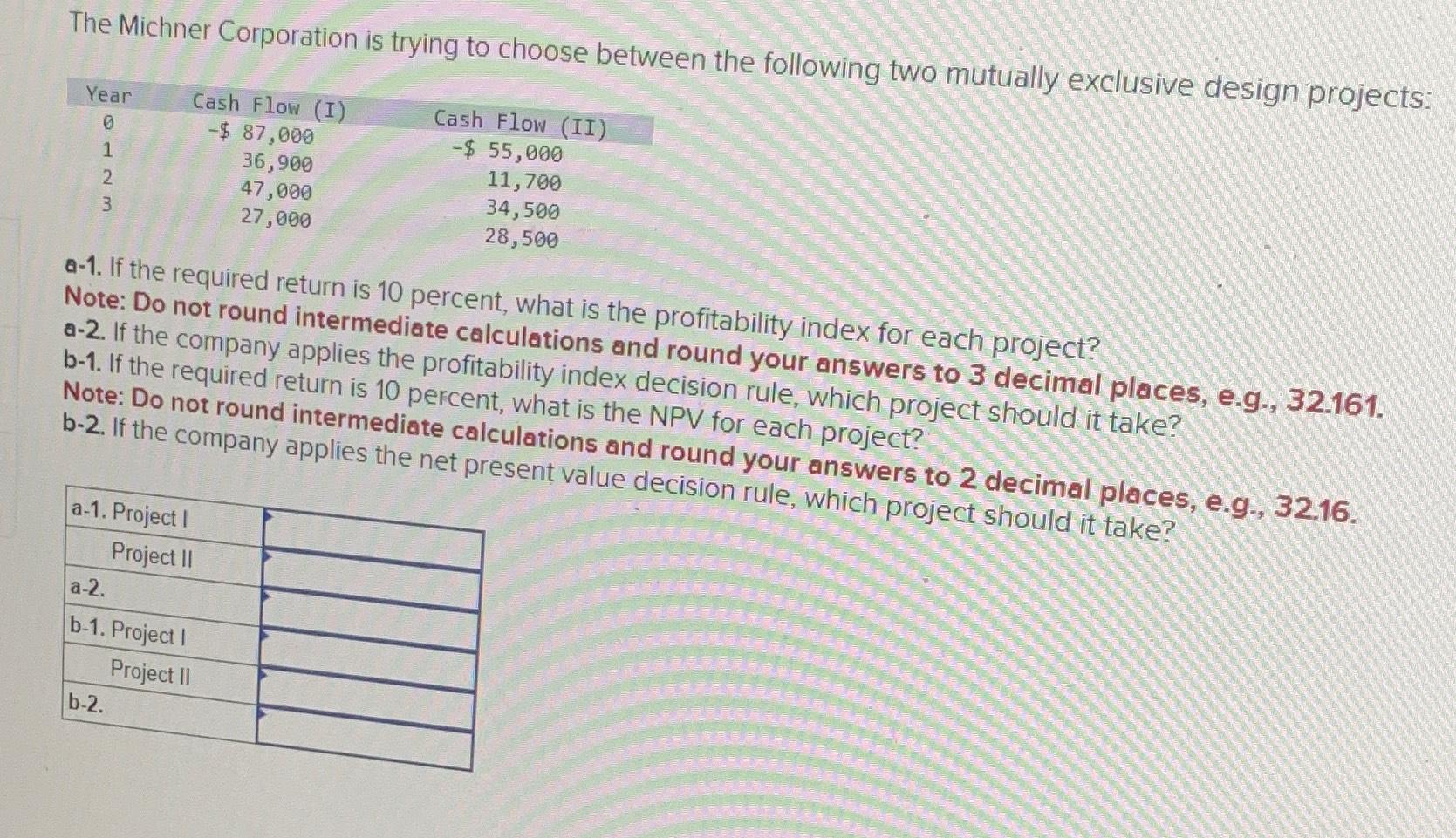 Solved The Michner Corporation is trying to choose between | Chegg.com