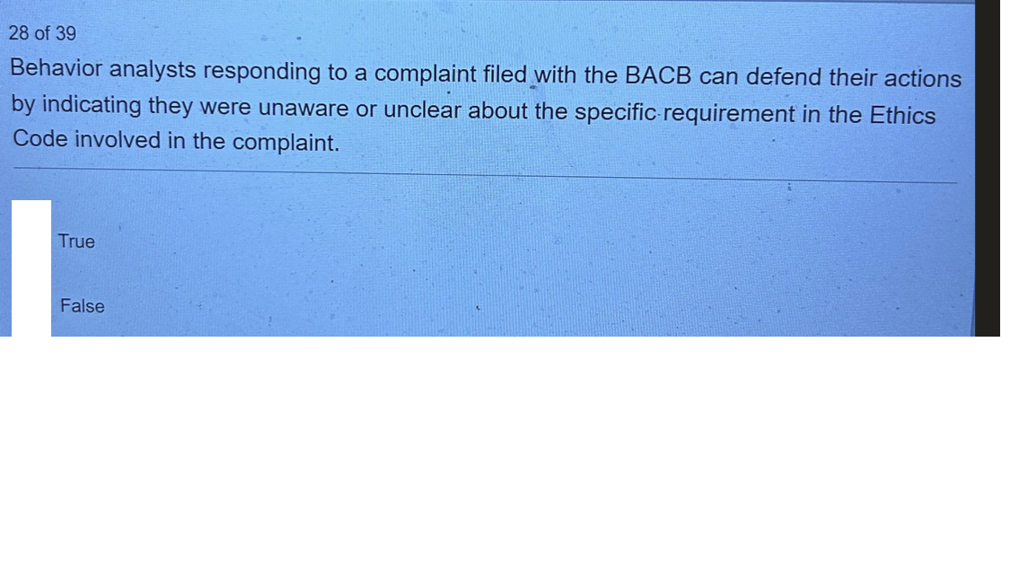 Solved 28 ﻿of 39Behavior analysts responding to a complaint | Chegg.com