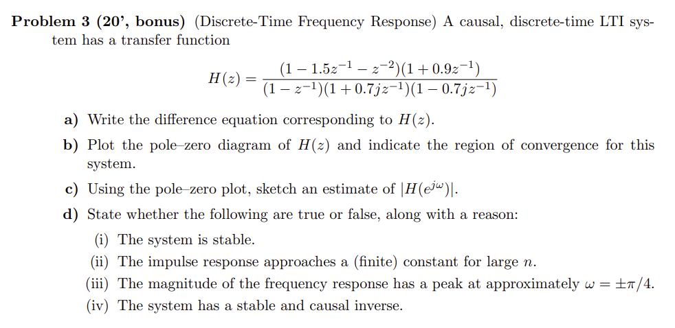 Problem 3 20 ﻿bonus Discrete Time Frequency