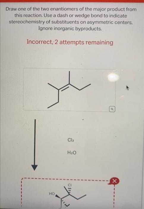 Solved Draw one of the two enantiomers of the major product | Chegg.com