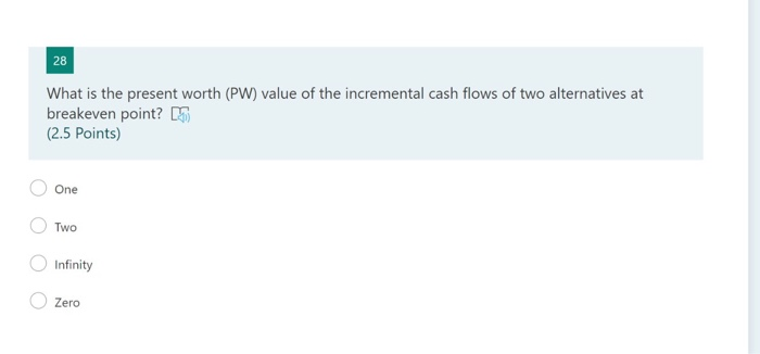 Solved 28 What is the present worth (PW) value of the | Chegg.com