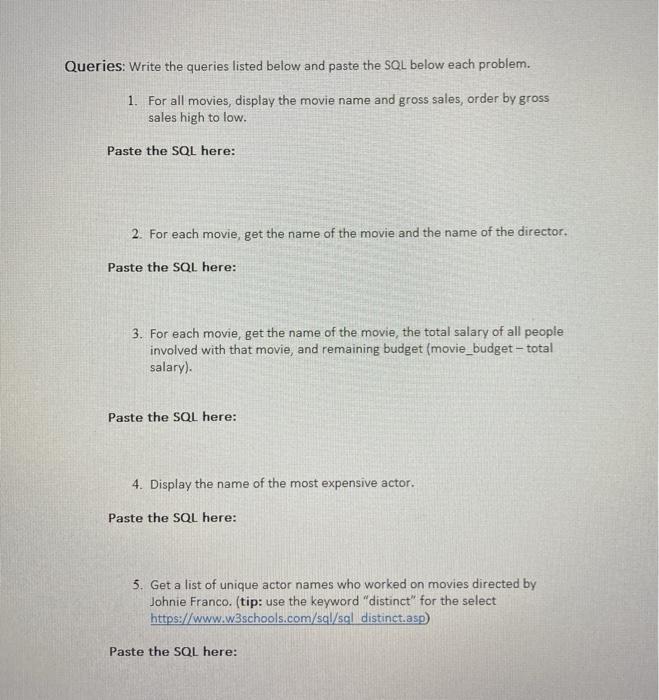 Solved SQL Tables In SQL Developer, create the following | Chegg.com