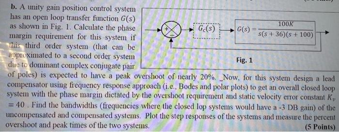 Solved due to dominant complex conjugate pair of poles) is | Chegg.com