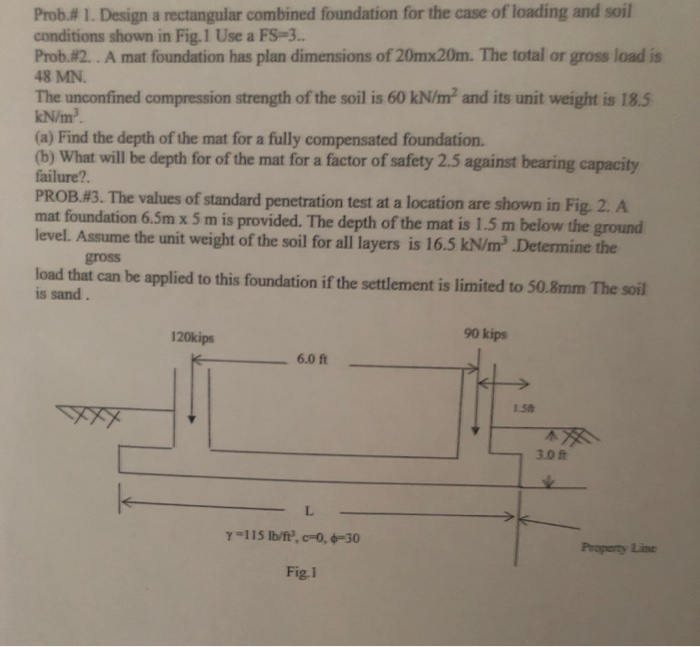 Solved Prob.# 1. Design a rectangular combined foundation | Chegg.com