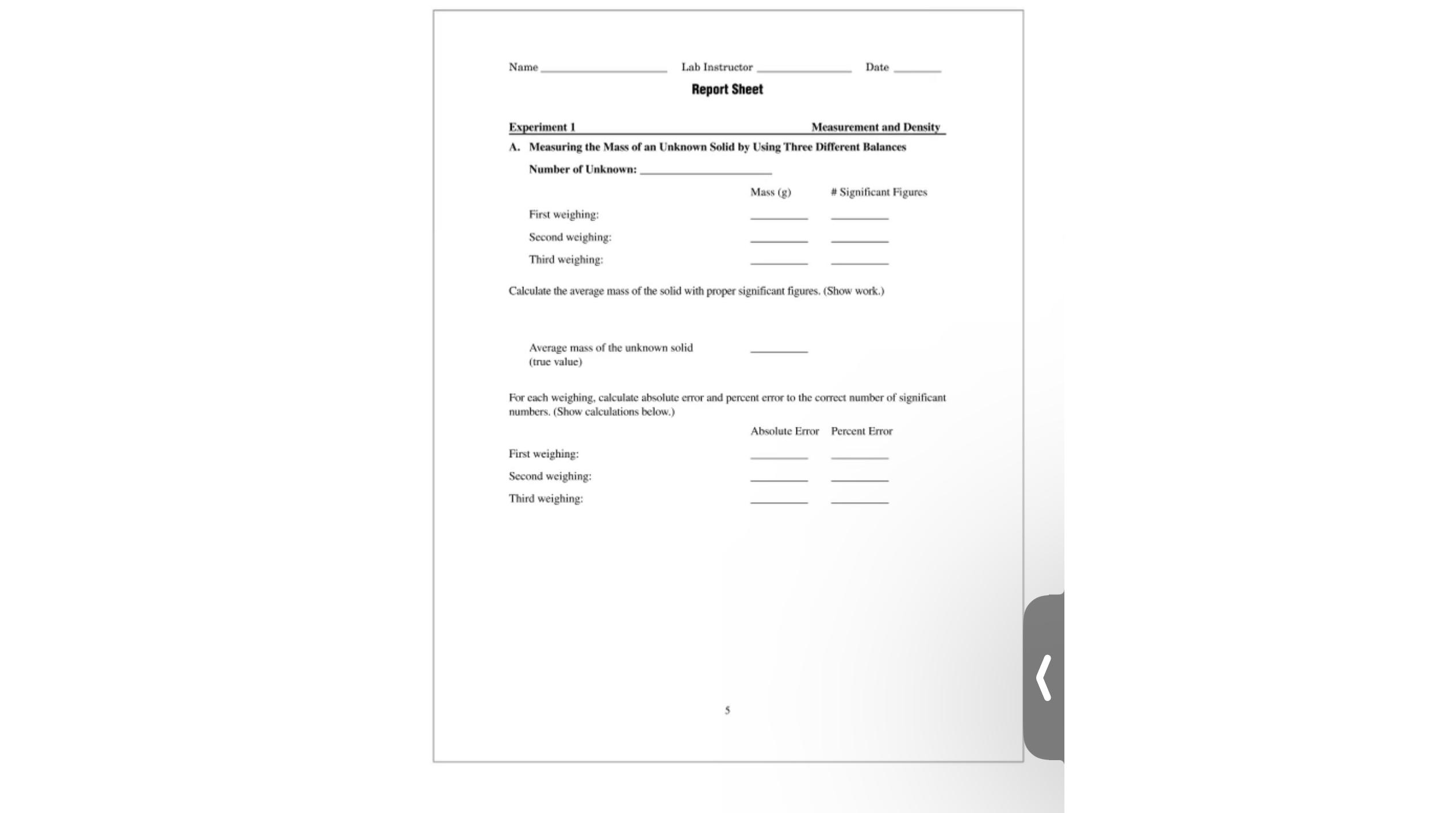 Solved NamiLab InstructorDateReport SheetExperiment | Chegg.com