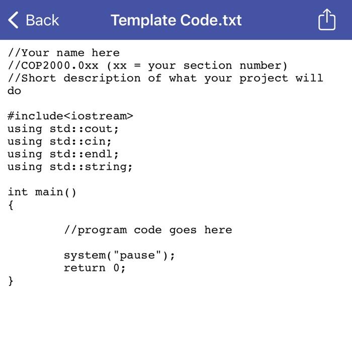 Solved Write a C++ program using object-oriented principles | Chegg.com