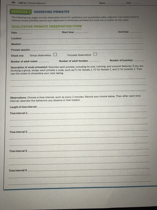 The following two pages provide observation forms for | Chegg.com