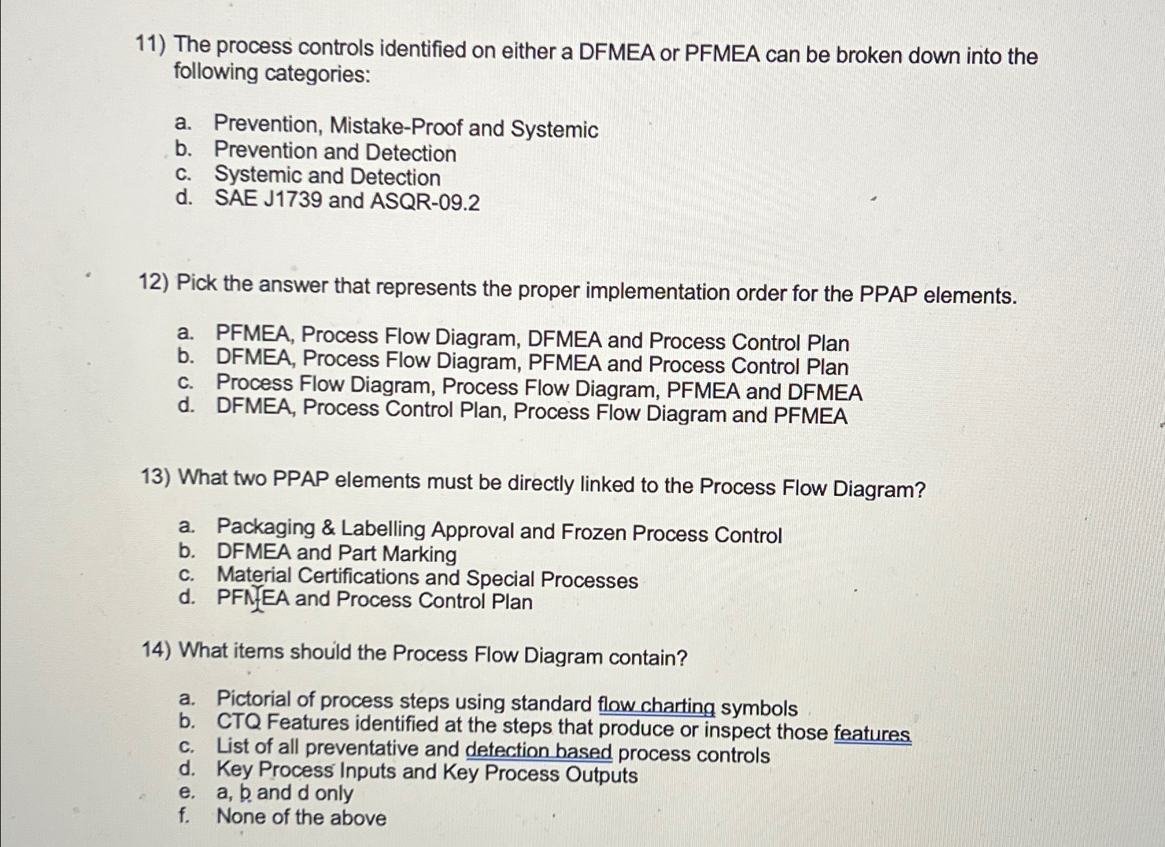 Solved The process controls identified on either a DFMEA or | Chegg.com