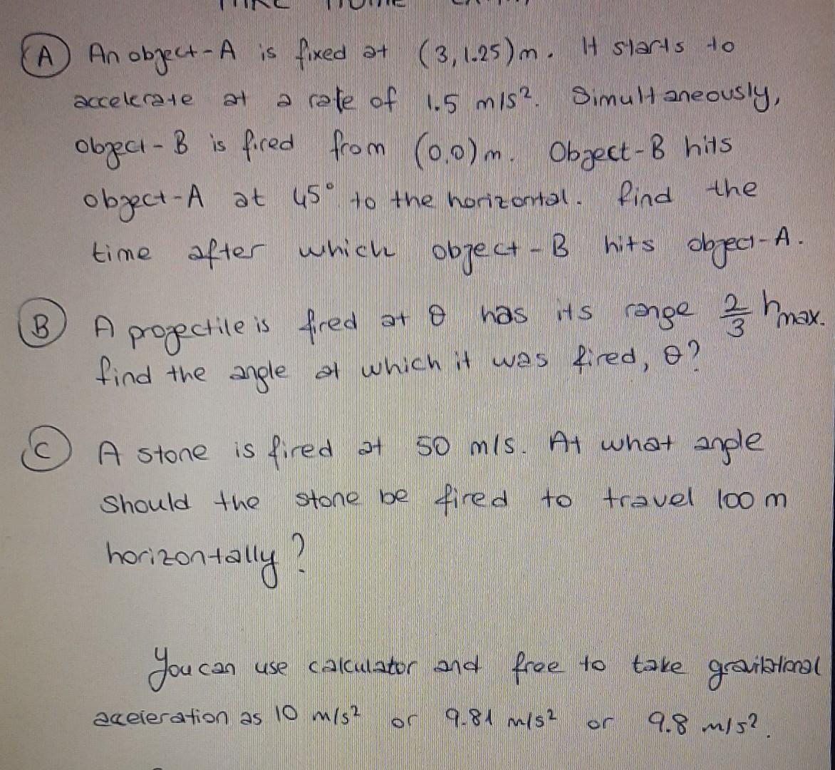 Solved (A) An object- A is fixed at (3,1.25)m. It syarts to | Chegg.com