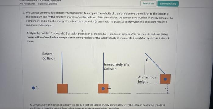 Solved 1. We can use conservation of momentum principles to | Chegg.com
