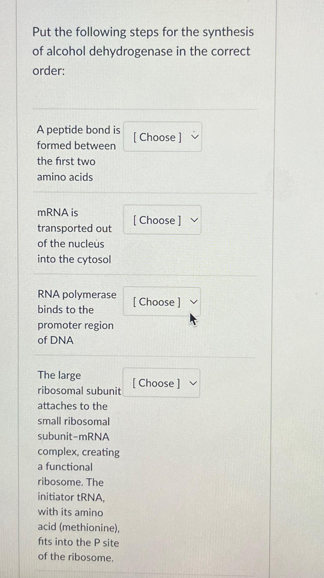Solved Put the following steps for the synthesis of alcohol | Chegg.com