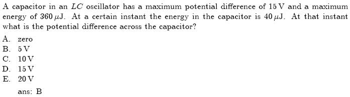 Solved A capacitor in an LC oscillator has a maximum | Chegg.com