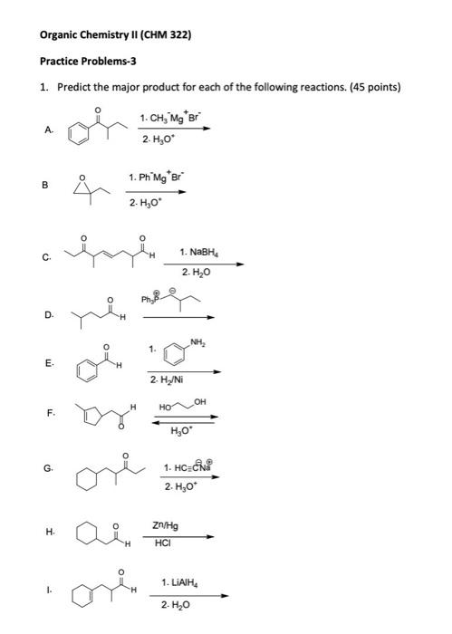 Solved Organic Chemistry II (CHM 322) Practice Problems-3 1. | Chegg.com