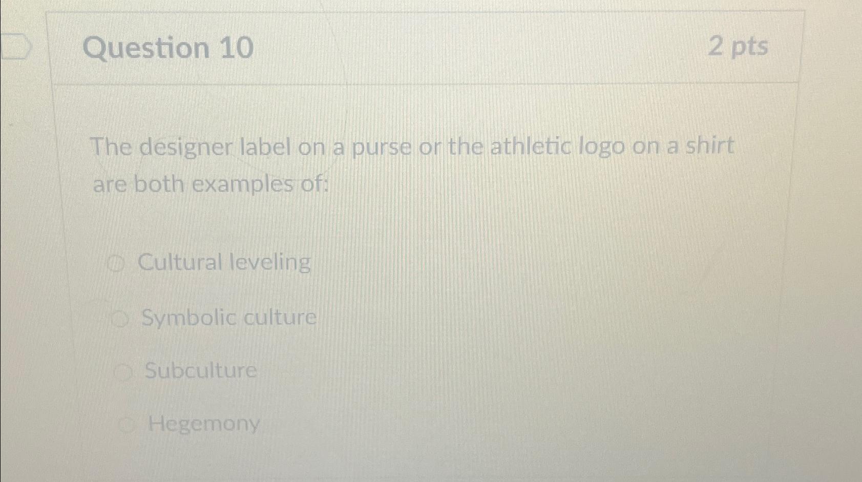 Solved Question 102 ﻿ptsThe designer label on a purse or the | Chegg.com