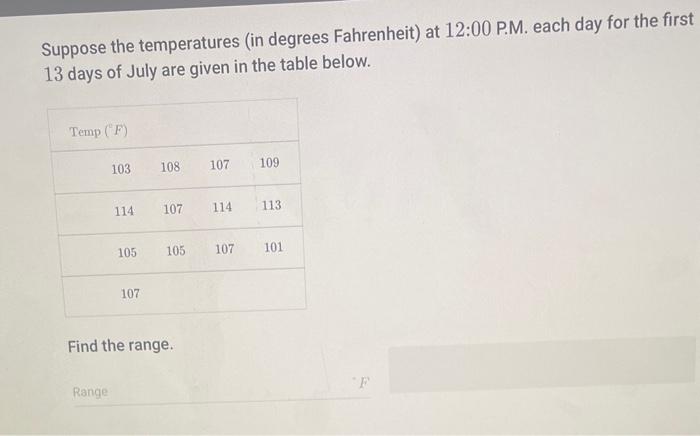 Solved Suppose the temperatures (in degrees Fahrenheit) at | Chegg.com