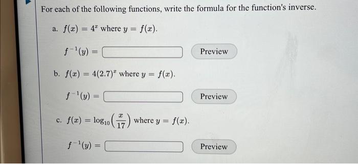 Solved For Each Of The Following Functions Write The