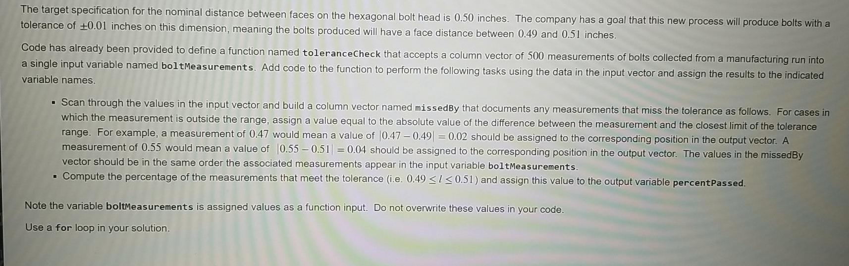 Solved The target specification for the nominal distance | Chegg.com
