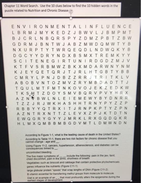 Solved Chapter 11 Word Search. Use the 10 clues below to | Chegg.com