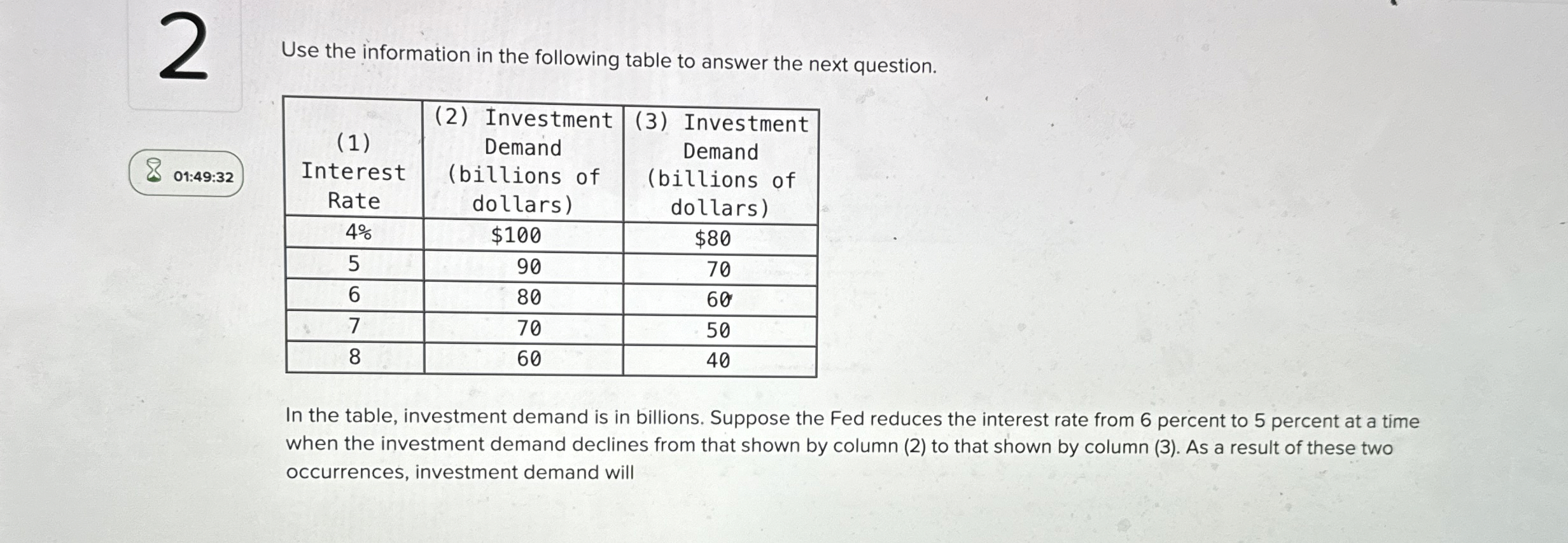 Solved 2Use the information in the following table to answer | Chegg.com