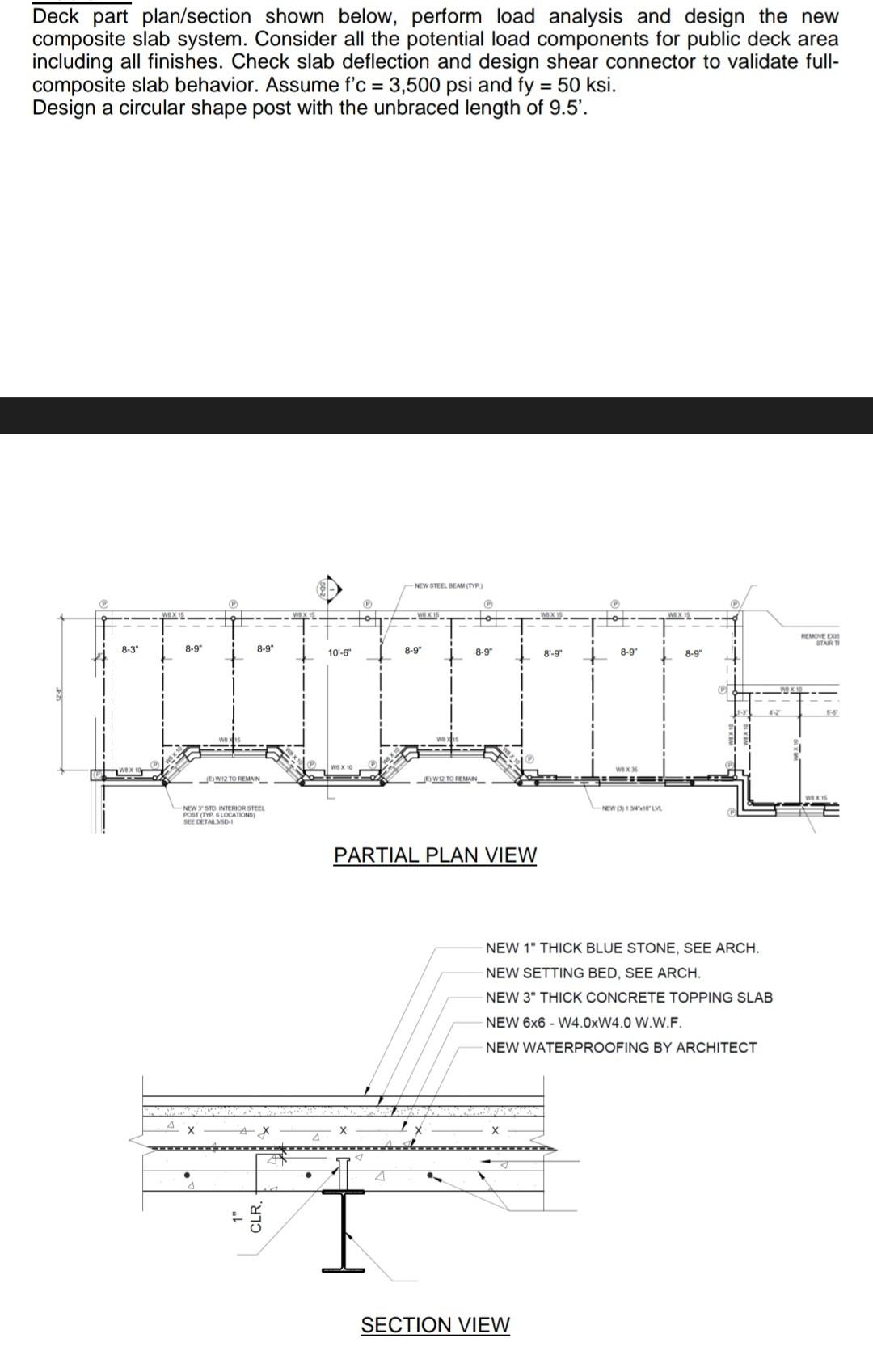 Deck part plan/section shown below, perform load | Chegg.com