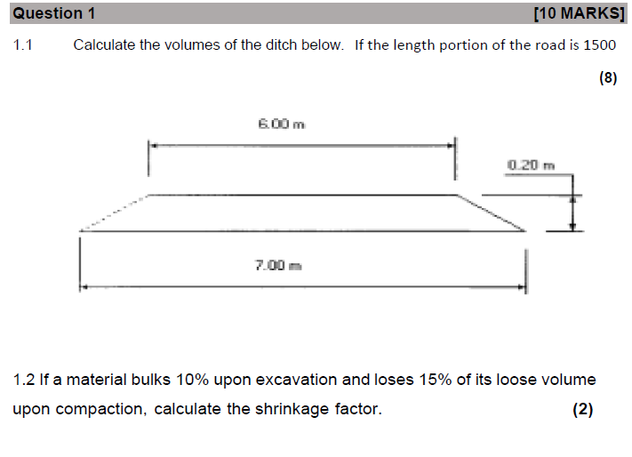 Solved Question 1[10 ﻿MARKS]1.1 ﻿Calculate the volumes of | Chegg.com