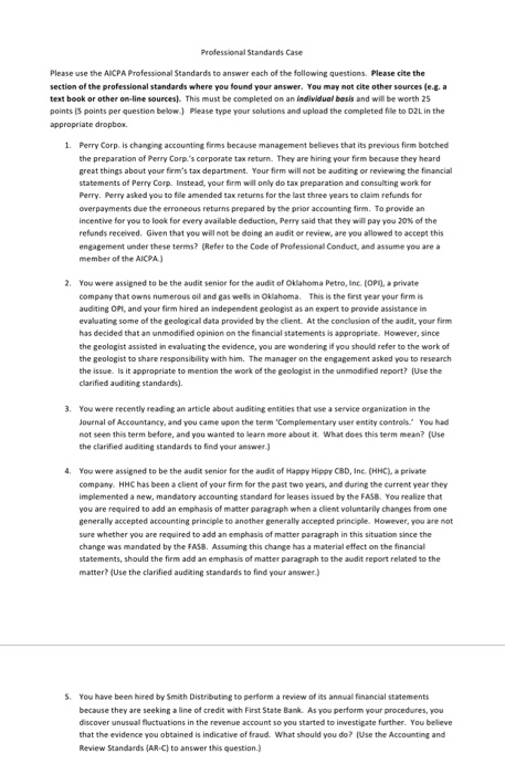 Solved Professional Standards Case Please use the AICPA | Chegg.com