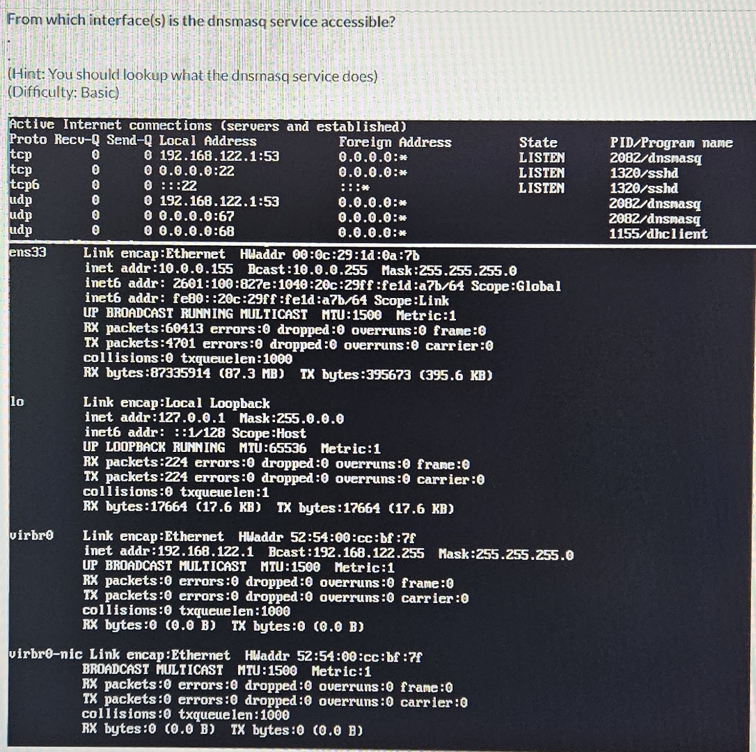 Solved From which interface(s) ﻿is the dnsmasq service | Chegg.com